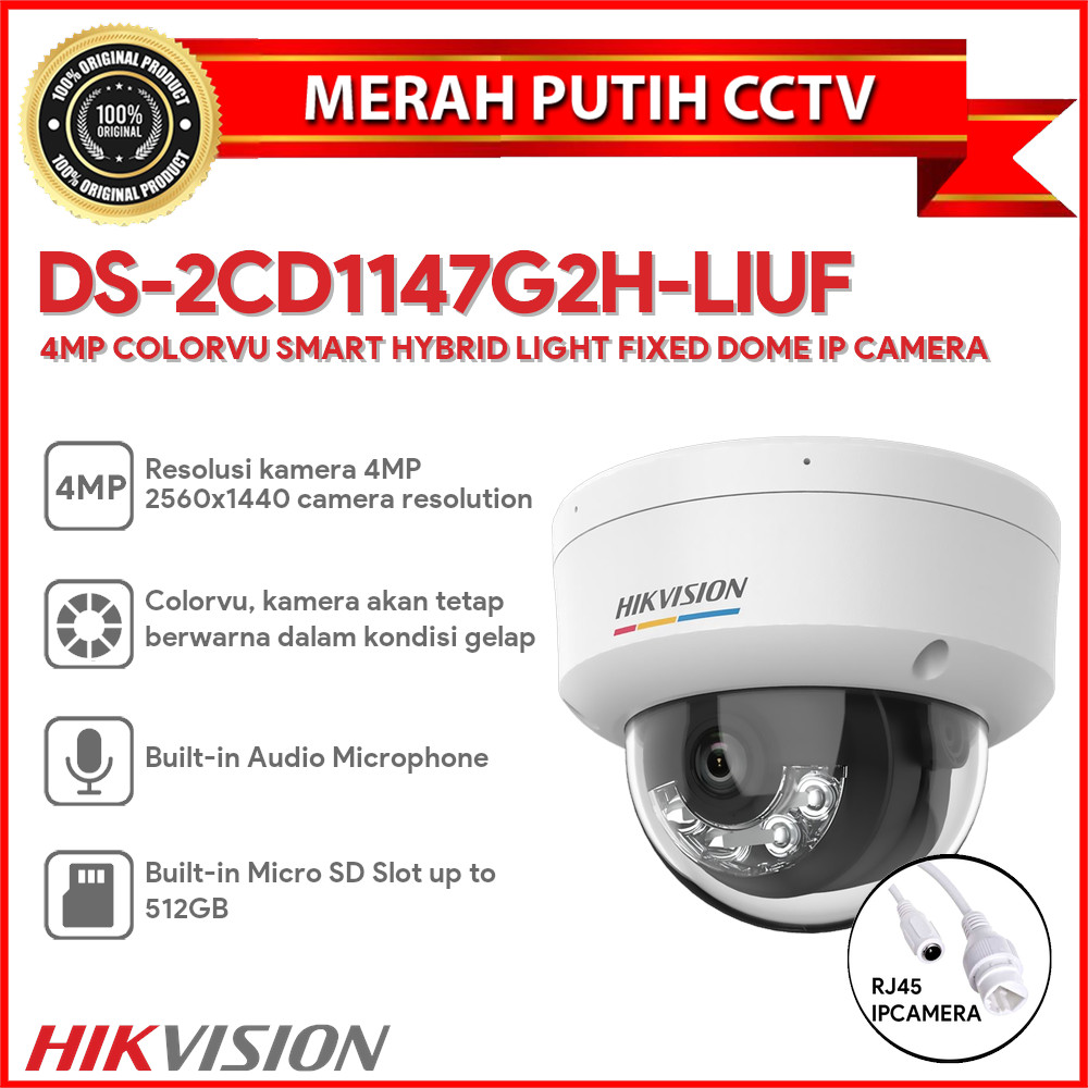 Jual HIKVISION DS-2CD1147G2H-LIUF 4MP COLORVU SMART HYBRID LIGHT FIXED DOME IP CAMERA | Shopee ...