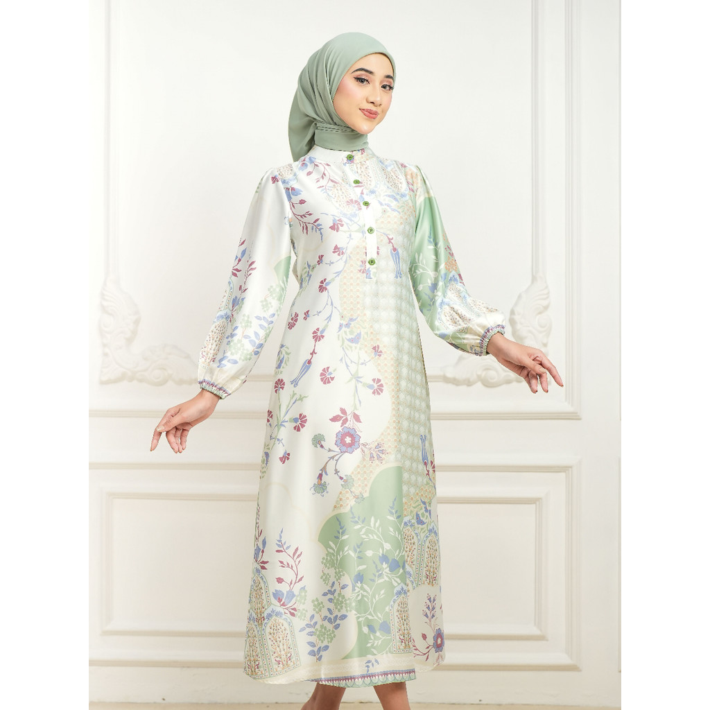 Jual Batik Adyatma Wanita Marsha Sage Green Gamis | Shopee Indonesia