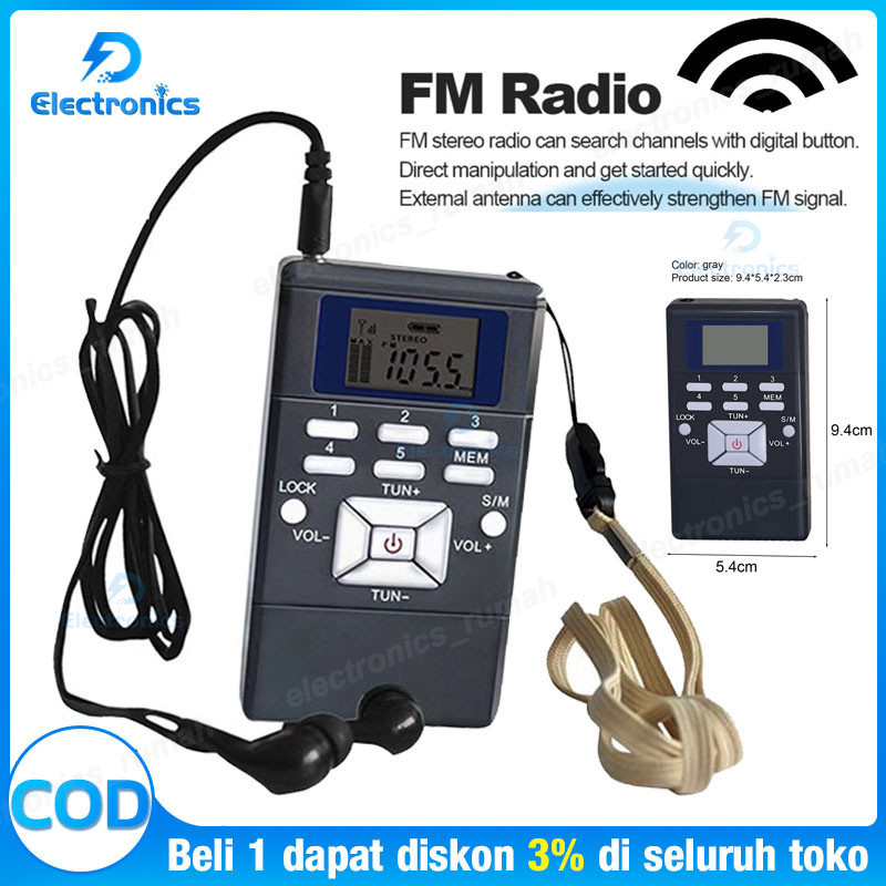 Jual Radio Saku FM Digital Stereo Display LCD Radio Saku Mini FM ...