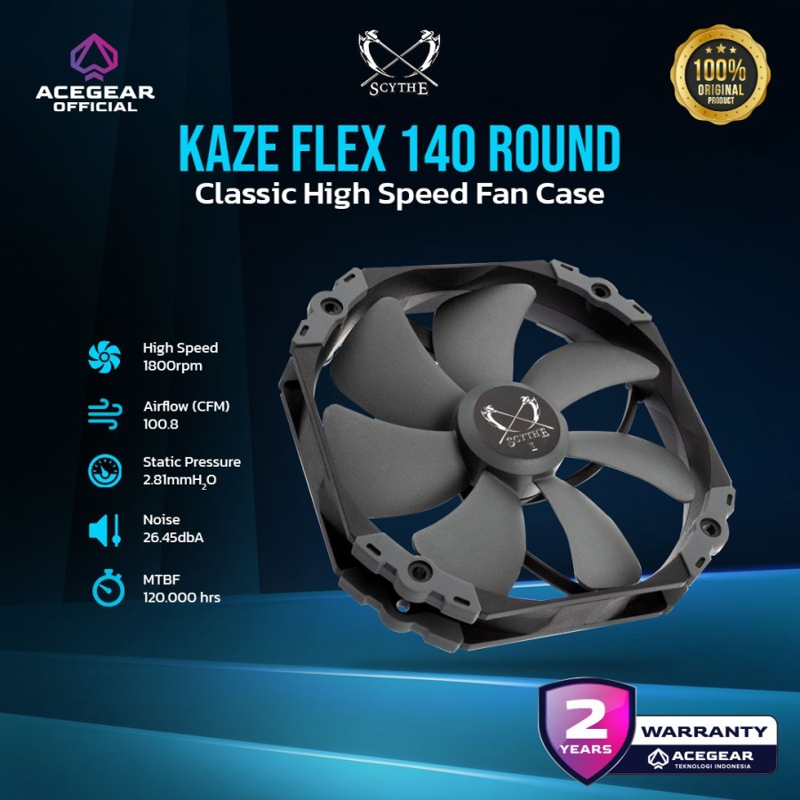 Jual Scythe Kaze Flex 140 NON ARGB LED Fan Case Silent 1800 RPM 140mm ...