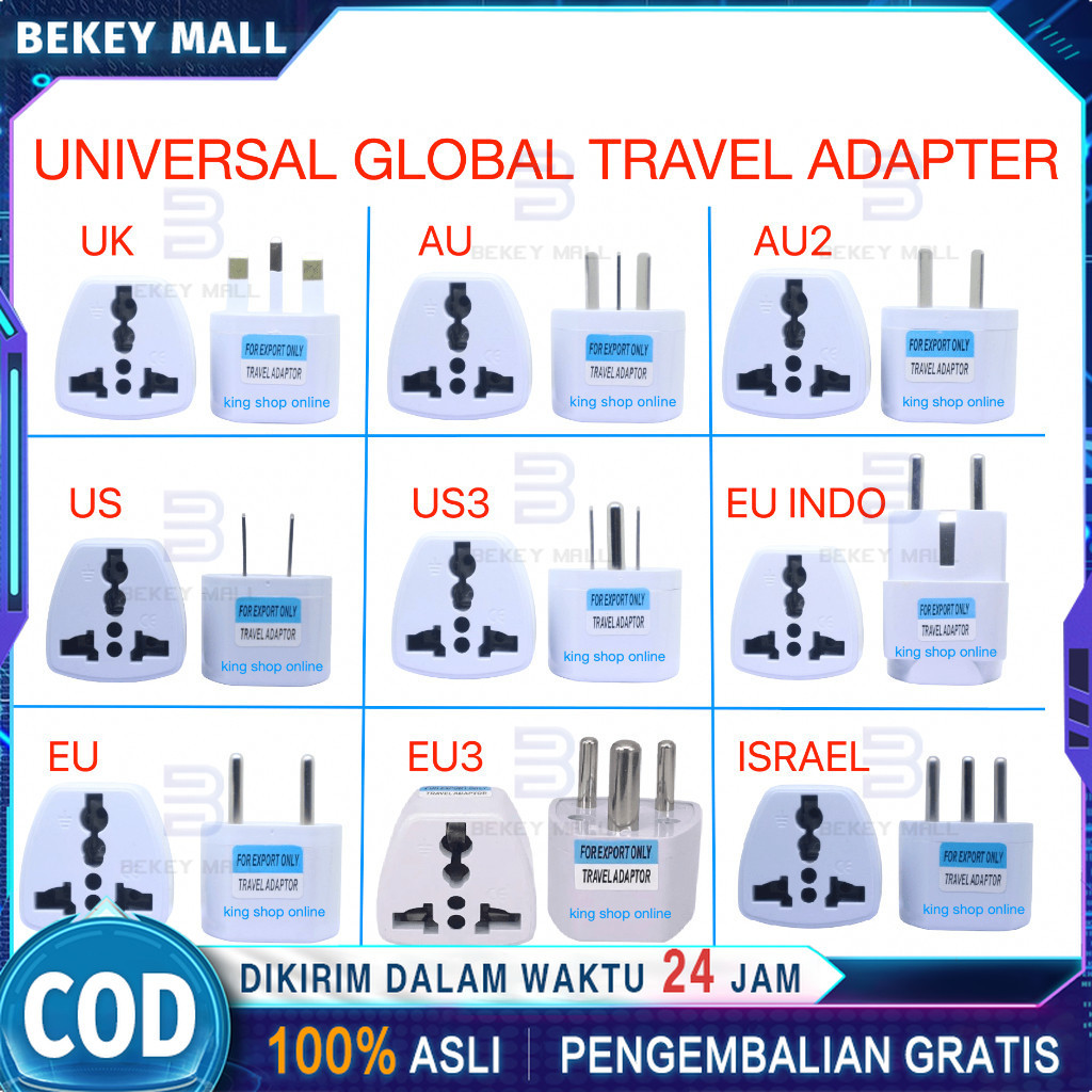 Jual BEKEY Travel adaptor Colokan 3 Pin Kaki Power Plug Adapter ...