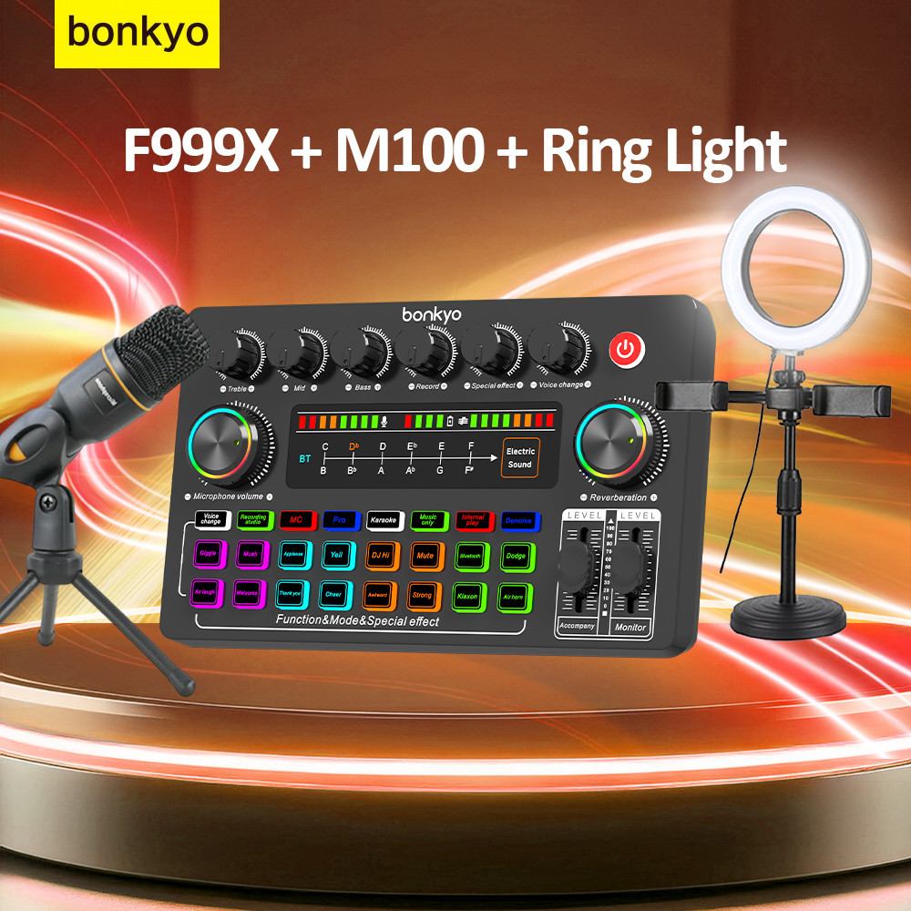 Jual Bonkyo Paket Streaming Lengkap F999X: Sound Card + Mikrofon M100 ...