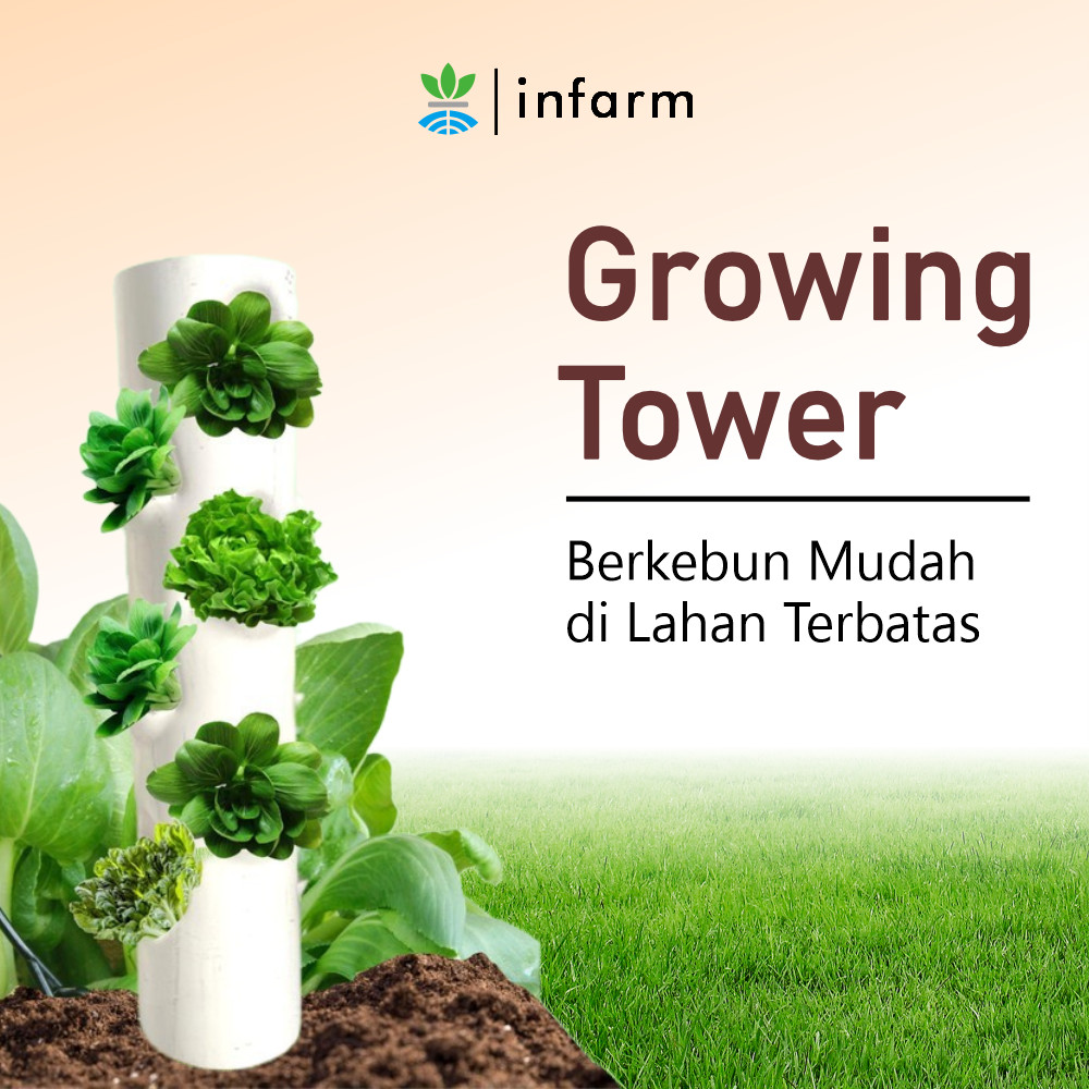 Jual INFARM - Growing Tower Tanah Vertikultur Vertikal Garden Paralon 50 cm Bahan PVC Premium 12 ...