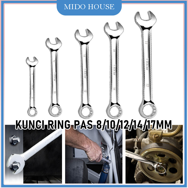 Jual Kunci Ring Pas 8/10/12/14/17MM/Multifungsi Bahan Kuat Anti Karat ...