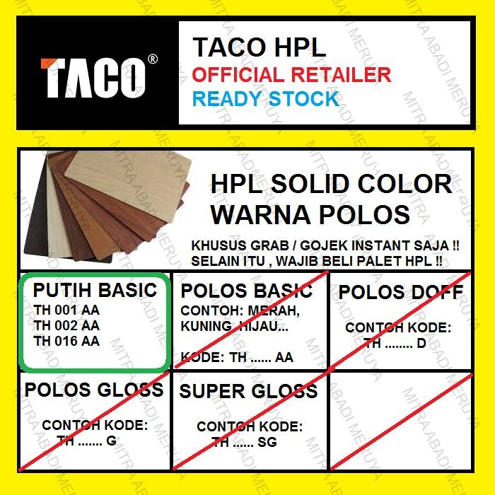 Jual TACO HPL WARNA PUTIH POLOS KODE 001/002/016 AA - TH 001 AA ...