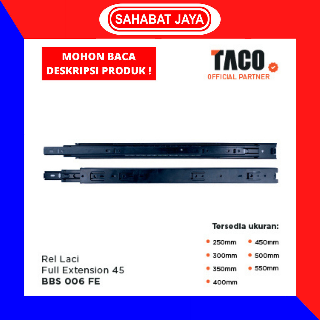 Jual TACO Rel Laci 2x Double Tarik Full Extention BBS 006 FE 45mm 25 30 ...