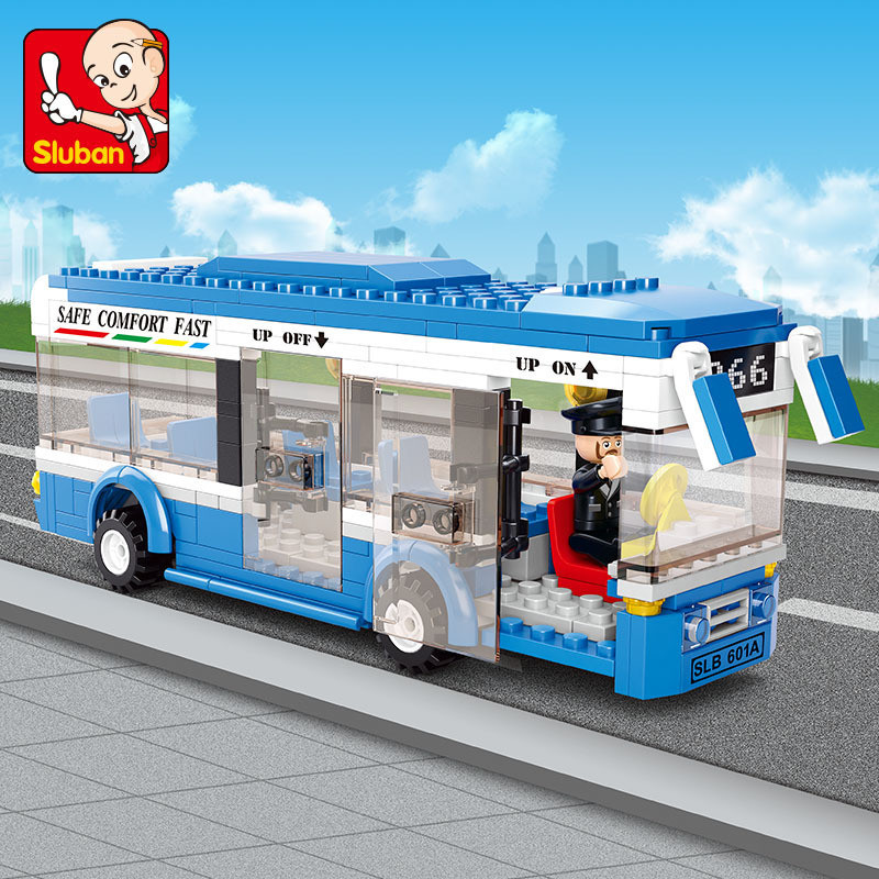 Jual SLUBAN City Single-Decker Bus Car Model Building Blocks Sets ...