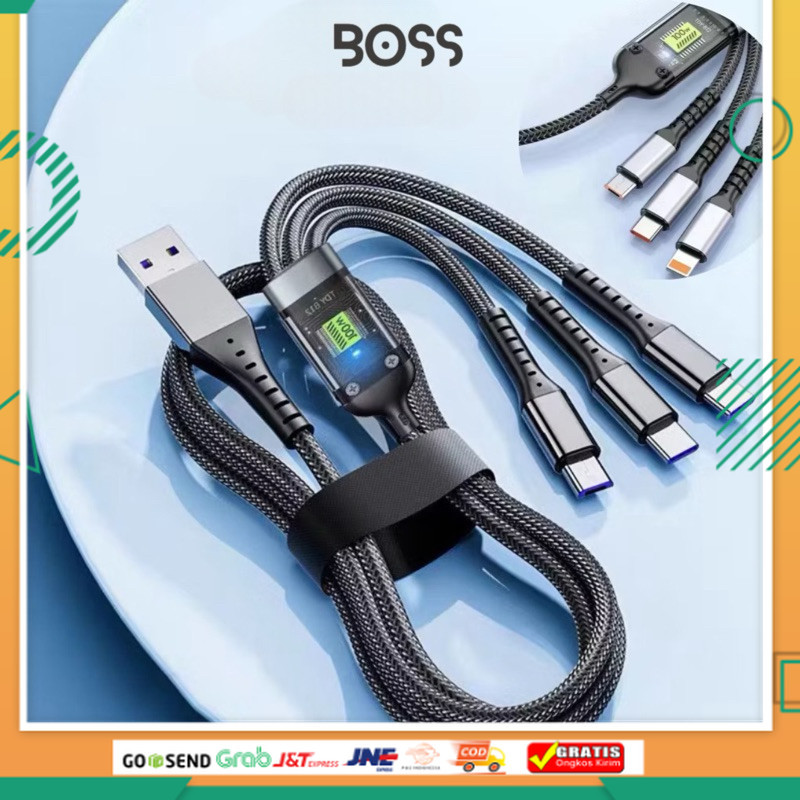Jual ORIGINAL Kabel Data Ip 3 in 1 Fast Charging 100W USB to Lightning ...