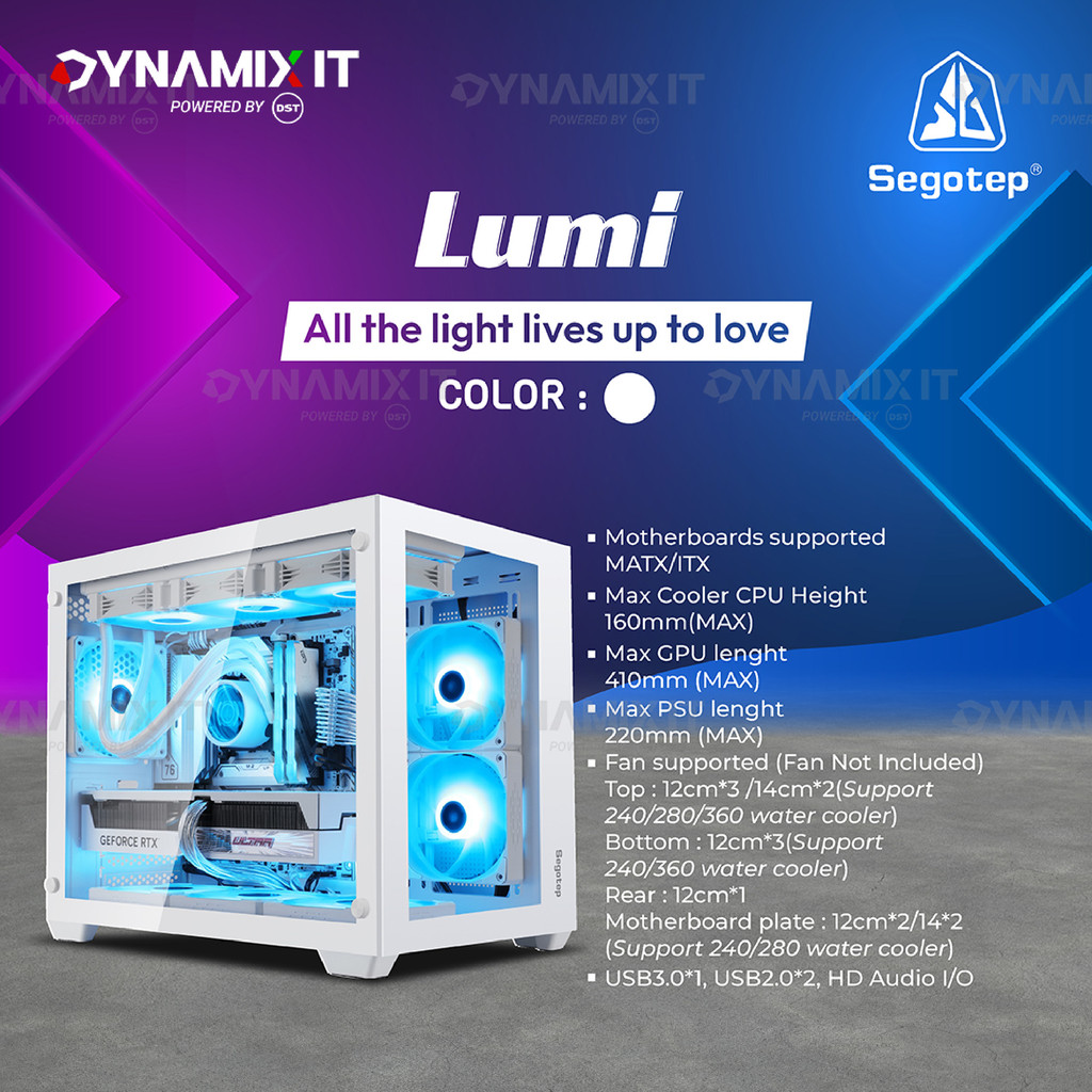 Jual Segotep LUMI Tempered Glass m-ATX PC Case - White Edition | Shopee ...