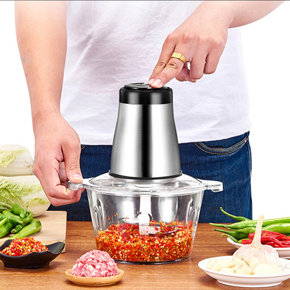 Jual Electric Meat Grinder Food Processor with Bi-Level Blades Garlic ...