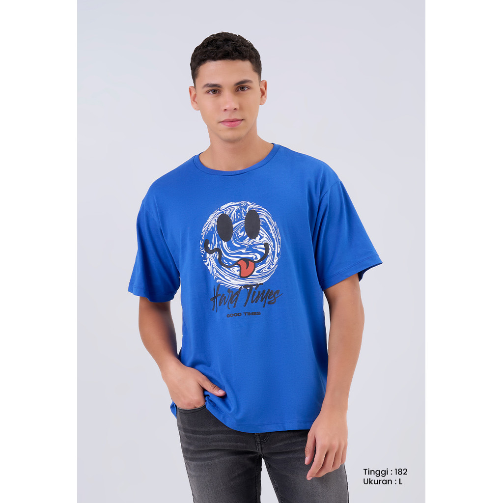 Jual MANZONE - Kaos Pria Lengan Pendek Pria Hart Relaxed Fit - Blue ...