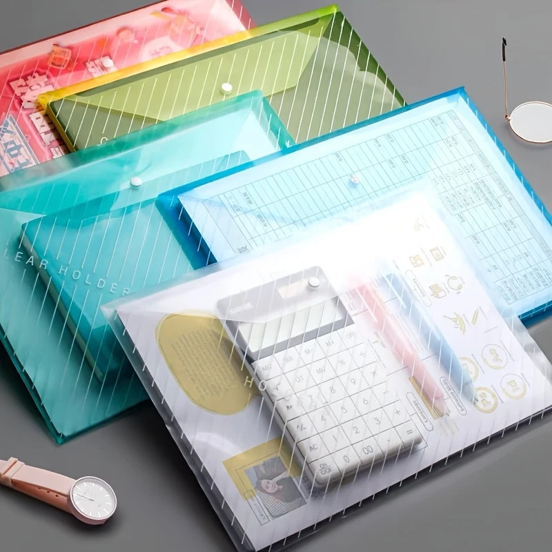 Jual 5/20 Pack Multicolor A4 Clear Polypropylene Document Folders ...