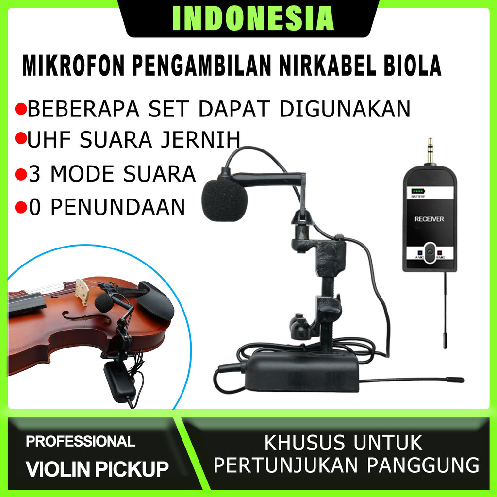 Jual Mikrofon nirkabel pengambilan biola instrumen UHF mic memiliki 3 ...