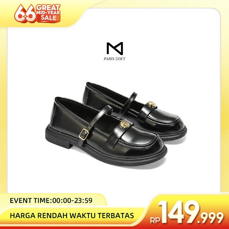 Jual GENIALLSHOP Paris Zoey Sepatu Flat Wanita Lefu Hitam Elva ...