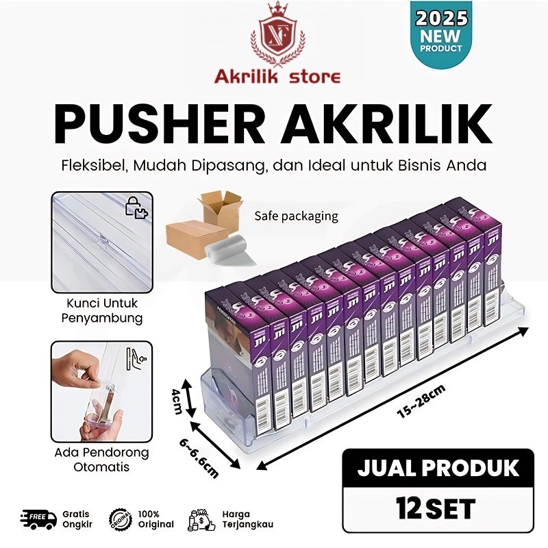 Jual [cod]12 SET Pusher Rokok 12 Set/Rak Rokok Akrilik / Tempat Rokok ...