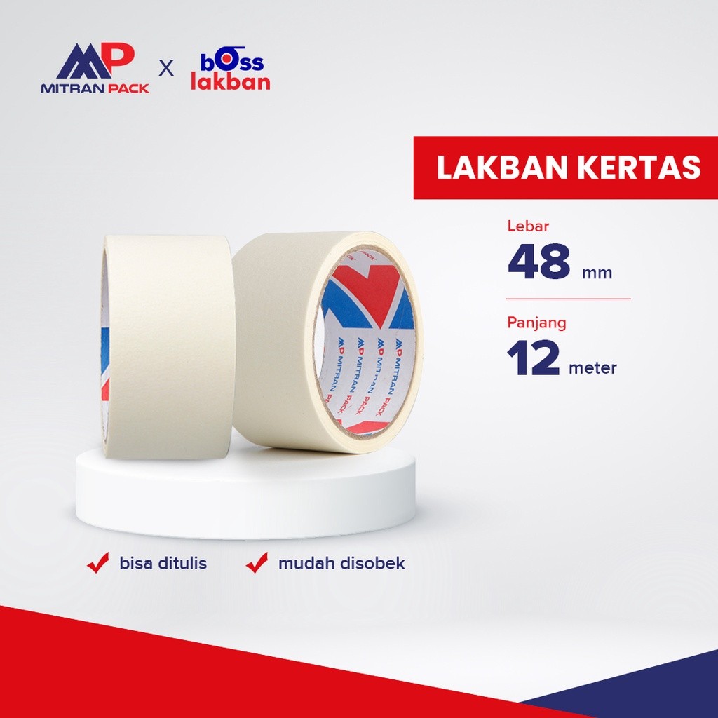 Jual Mitrana Pack Lakban Kertas 24mm / 48mm x 12 Meter Bisa Ditulis & Mudah Disobek Masking Tape ...