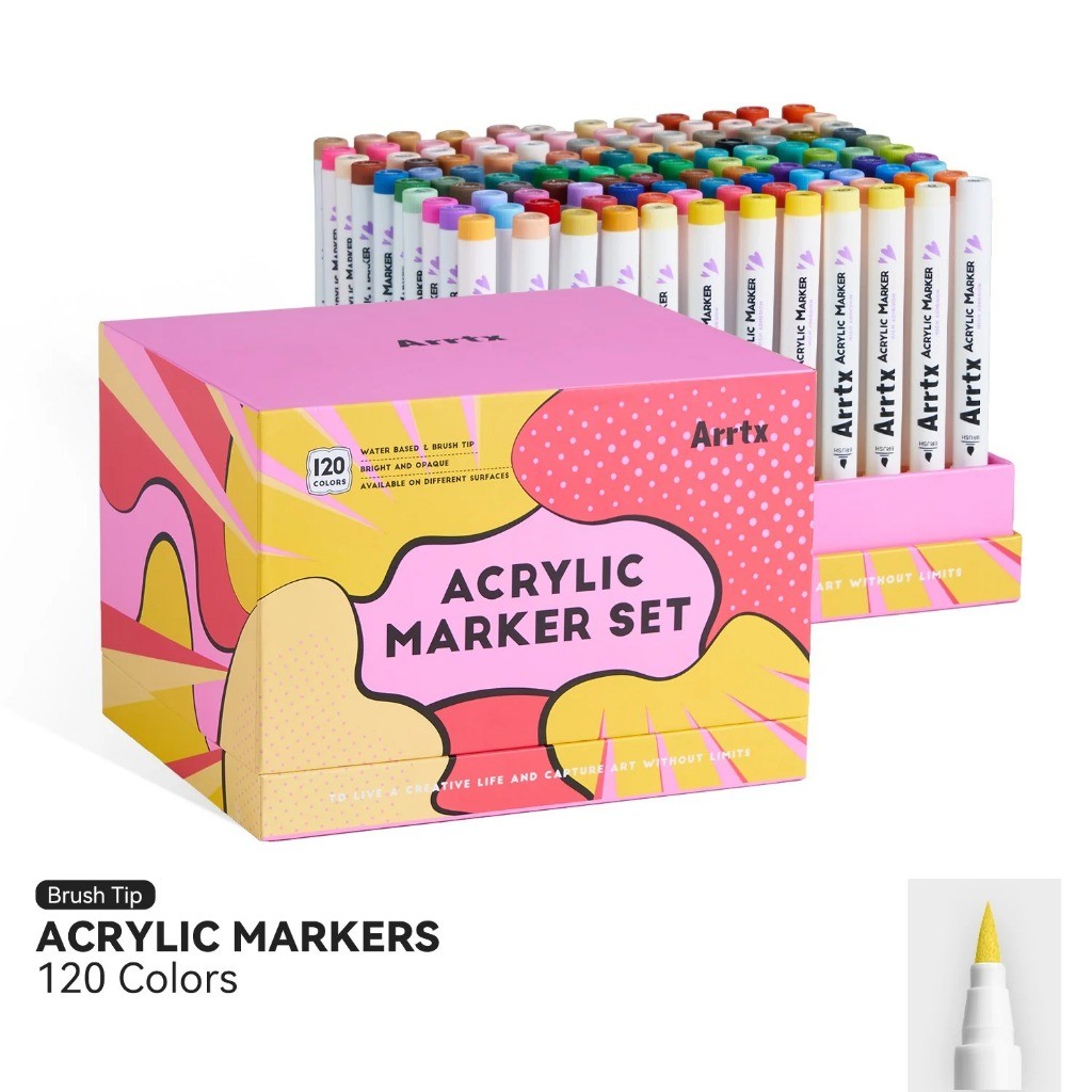 Jual arrtx acrylic brush marker/spidol akrilik marker set 120 colors ...