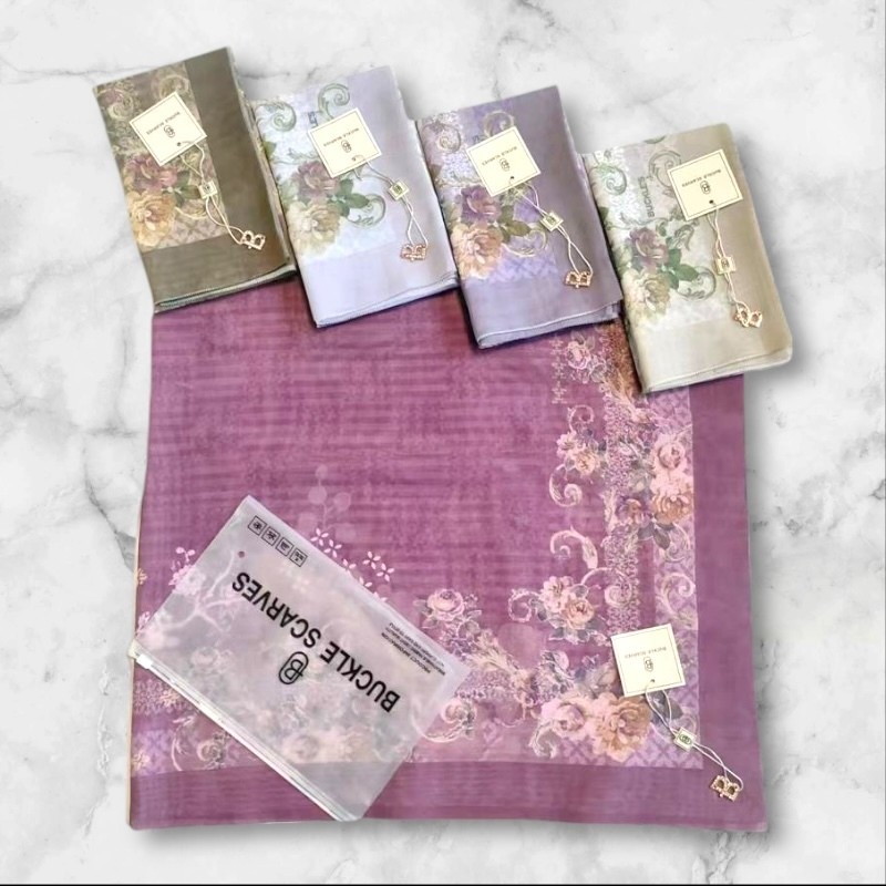 Jual Hijab Segi Empat Motif Print Voal Premium Jahit Laser Cut Kerudung ...