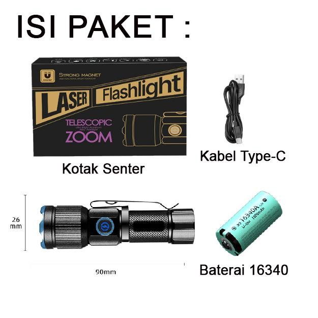 Jual Senter Mini LED Coba F604 LED Laser Putih Magnet Type-C Hiking Camping - 1 Baterai | Shopee ...
