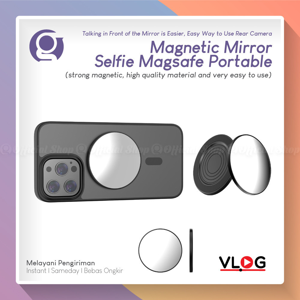 Jual Magnetic Mirror Selfie Cermin Magnet for HP Smartphone Tablet w ...