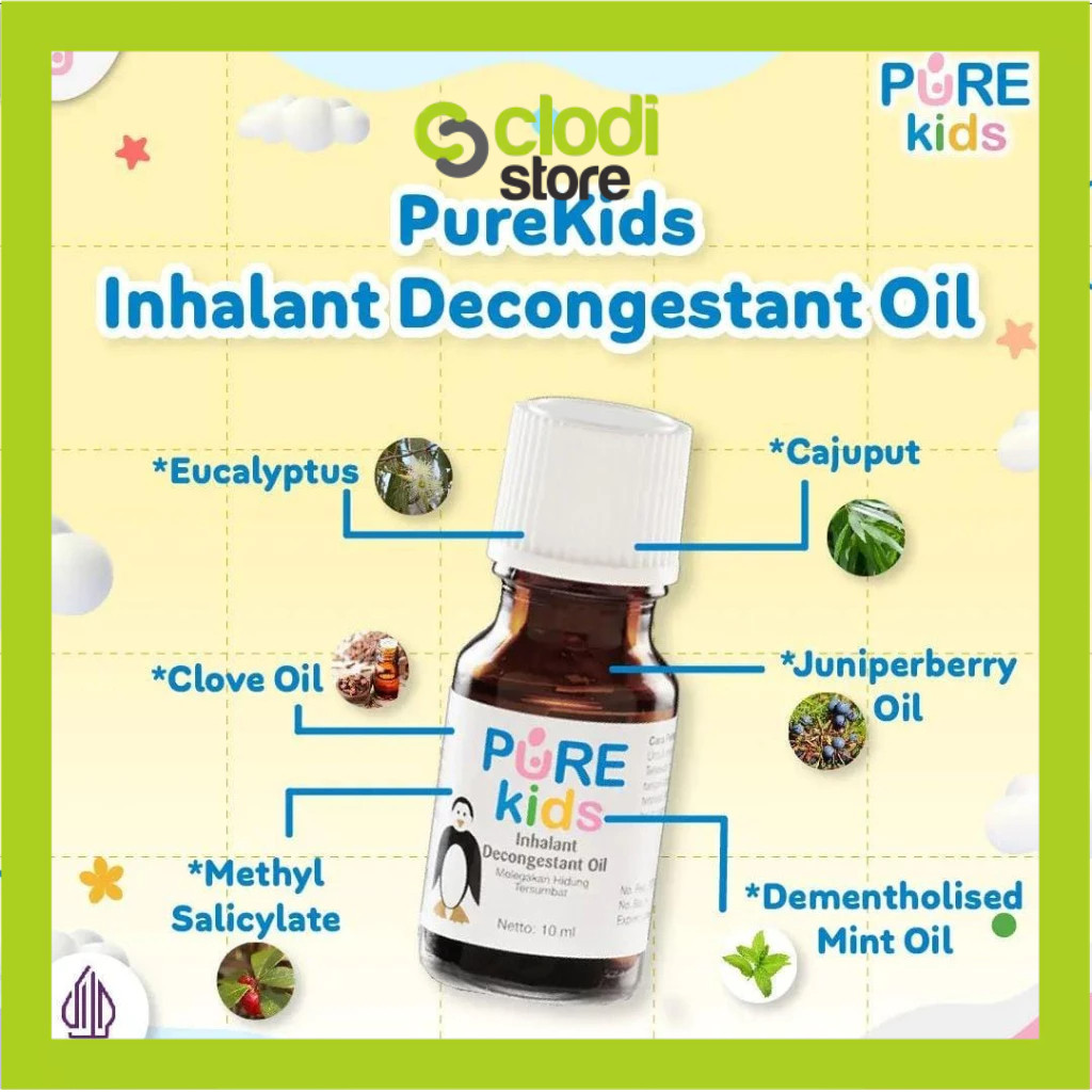 Jual Pure kids baby inhalant decongestant oil 10ml untuk batuk pilek anak obat batuk pilek ...