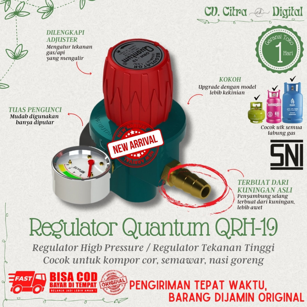 Jual Regulator Gas Tekanan Tinggi Quantum QRH-09 / QRH-19 / Regulator ...