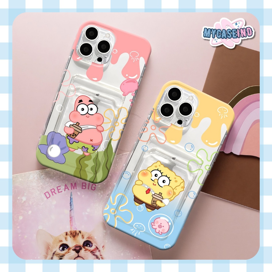 Jual PRINTING CLEAR CARD CASE SPONGEBOB AND PATRICK for iphone 6 7 plus ...