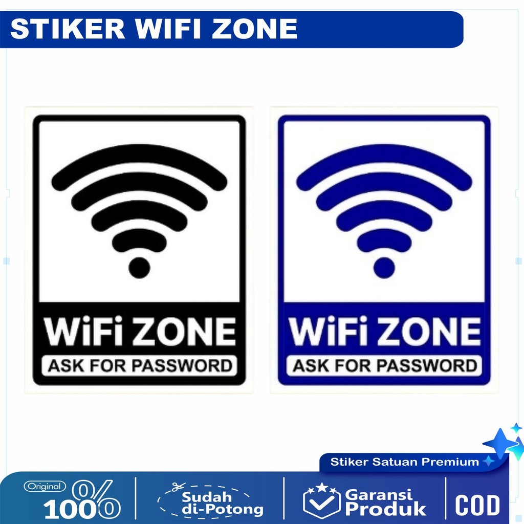 Jual Stiker Wifi Zone Ask For Password - Ukuran 20x25 Cm - Bisa Custom ...