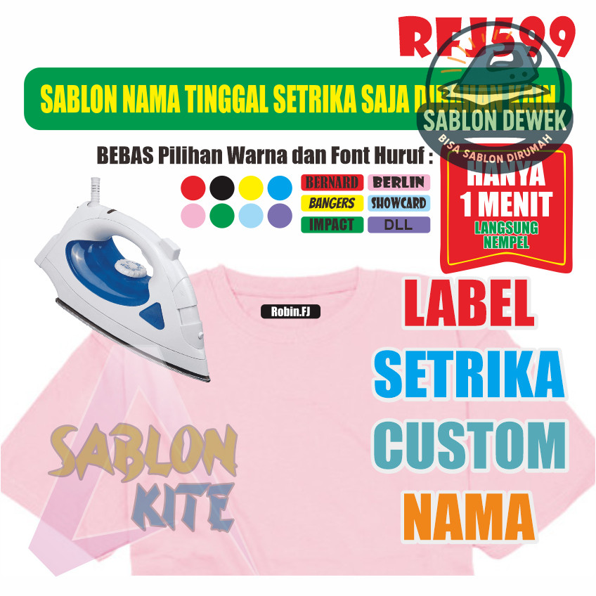 Jual RFJ599 Sticker Nama Label Printing Kain / Kaos Sablon Setrika Isi ...