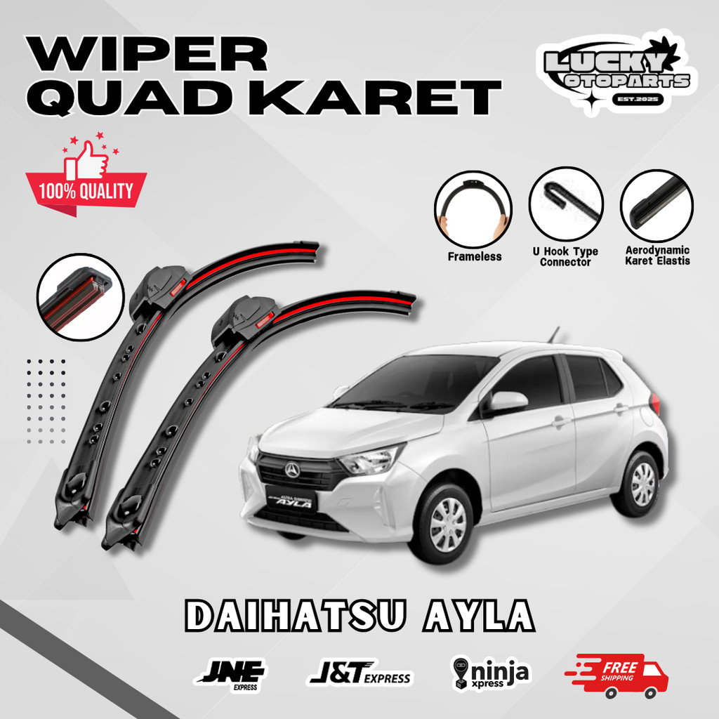 Jual Wiper Mobil Frameless Quad Karet Daihatsu Ayla Sepasang 1 Set Kiri ...