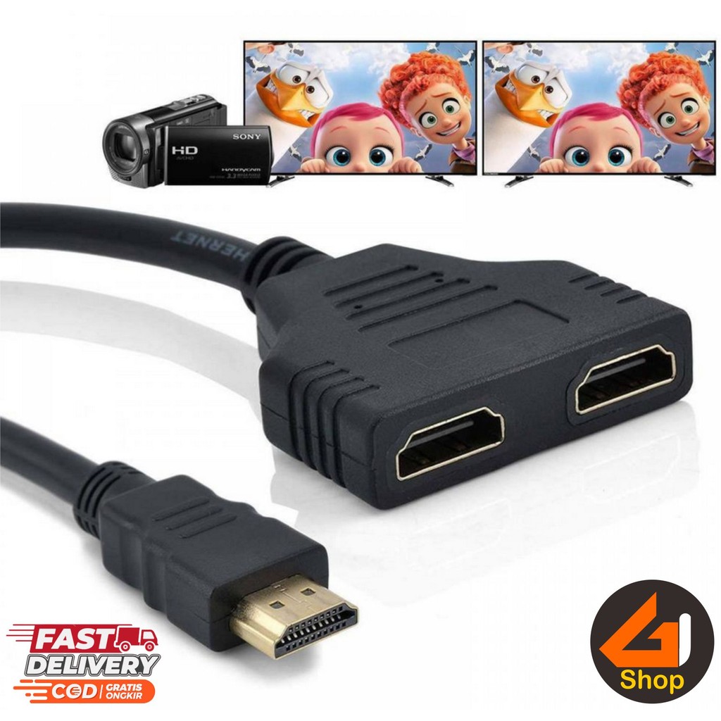 Jual Spliter HDMI untuk Tampilan Ganda Cloning MIrror Display 2 Monitor ...