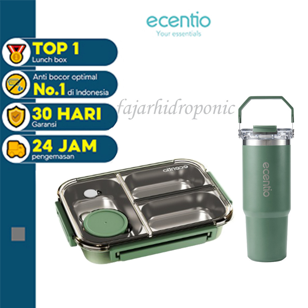 Jual ecentio lunch box stainless 800ml sekat 3 dengan sendok sumpit ...