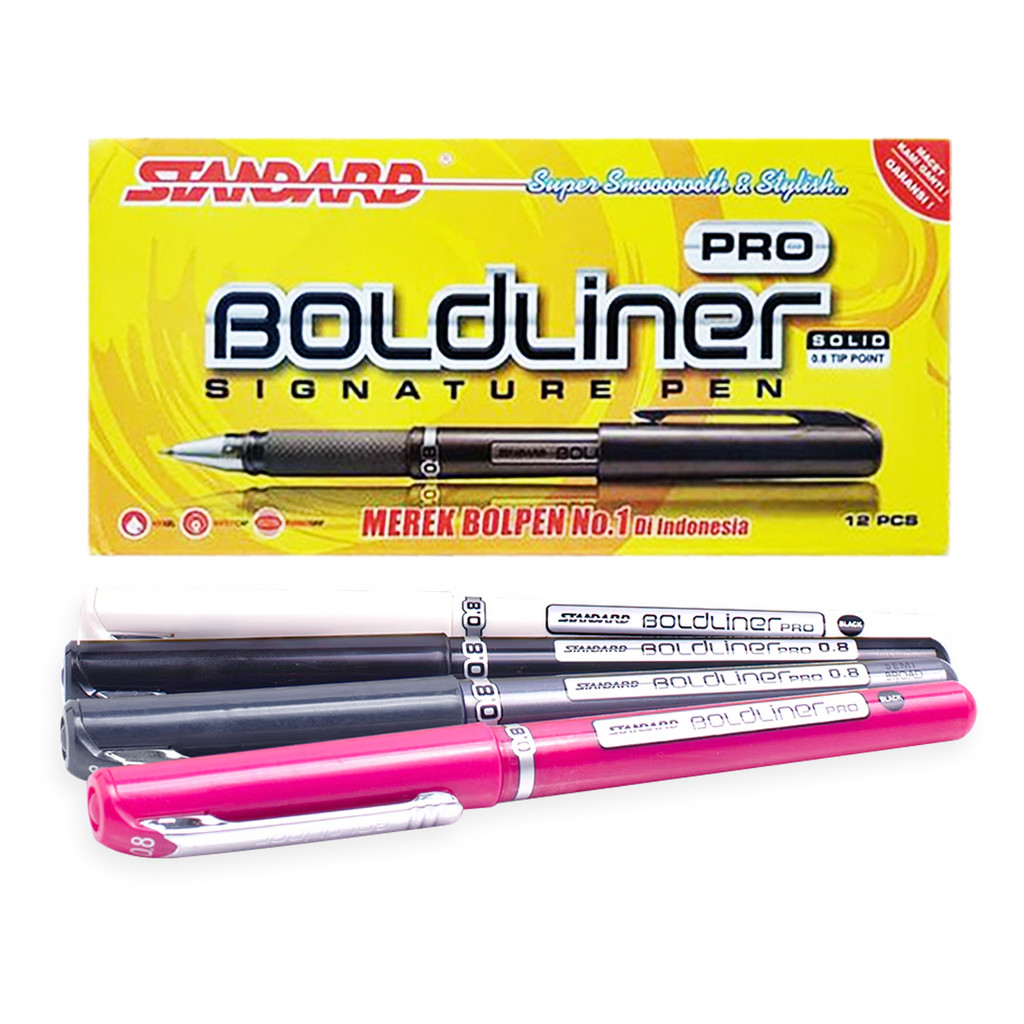 Jual Standard Boldliner PRO 0.8mm Pulpen Pulpen Bolpoint Pen ...