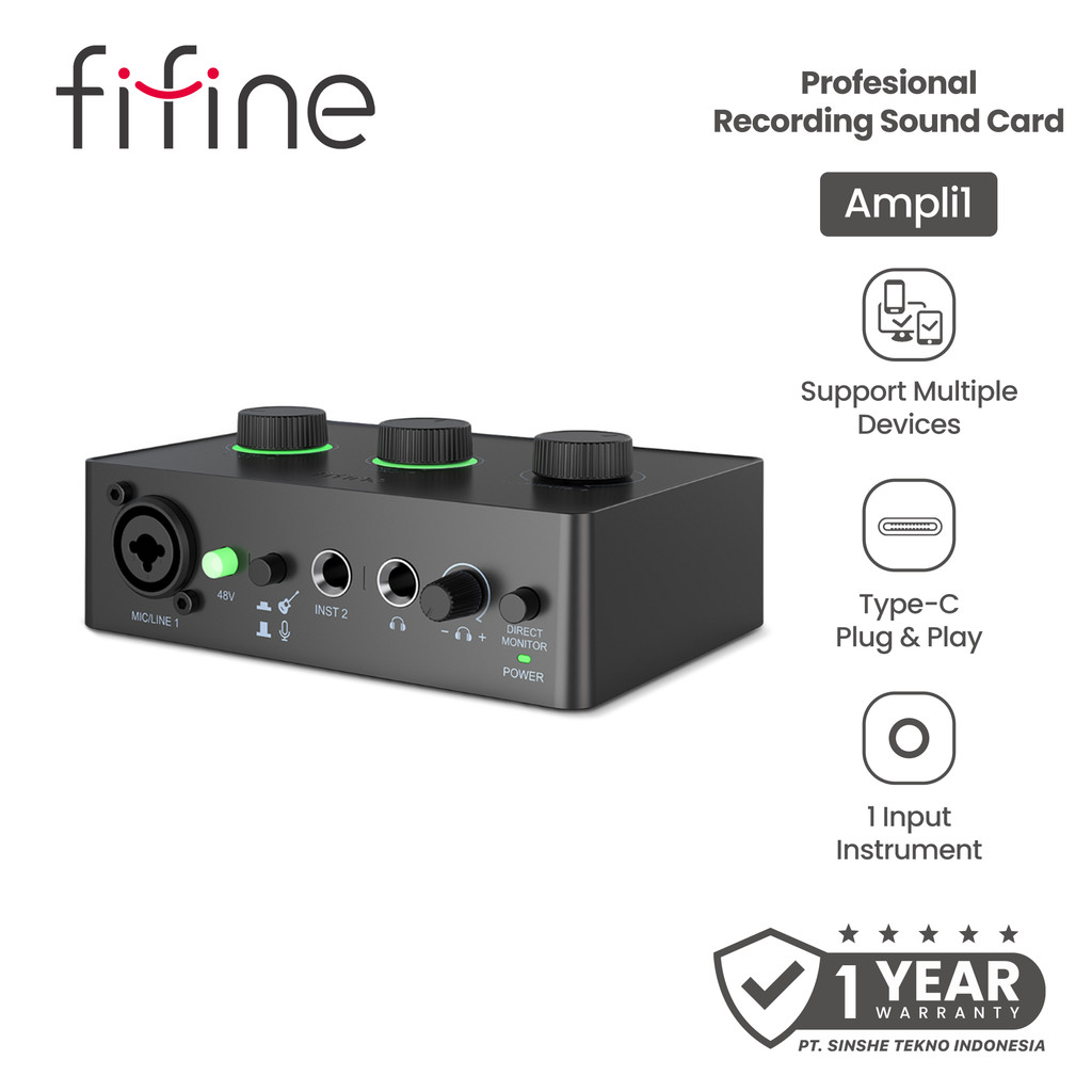 Jual FIFINE Ampli 1 Sound Card USB XLR – 48V Phantom Power, Podcast ...