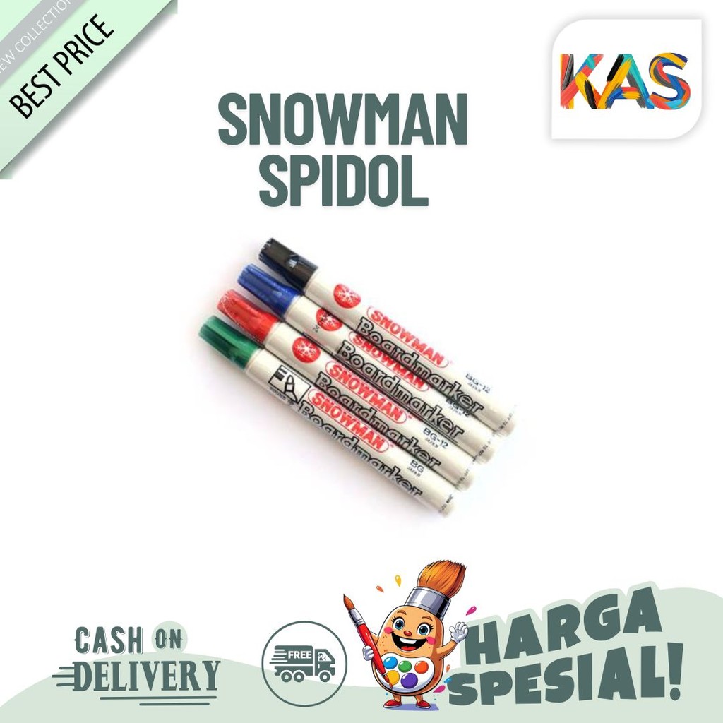 Jual Snowman Spidol White Board Marker BG-12 Hitam Biru Merah | Shopee ...