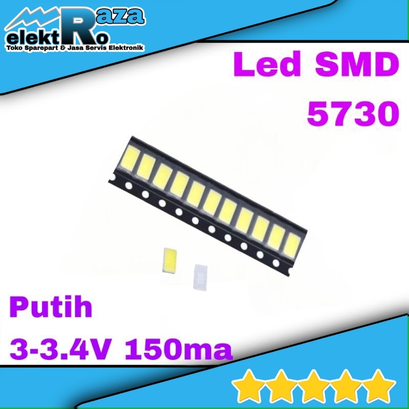 Jual Led SMD 5730 Putih 3-3,4 Volt 150mA Led 3V White | Shopee Indonesia