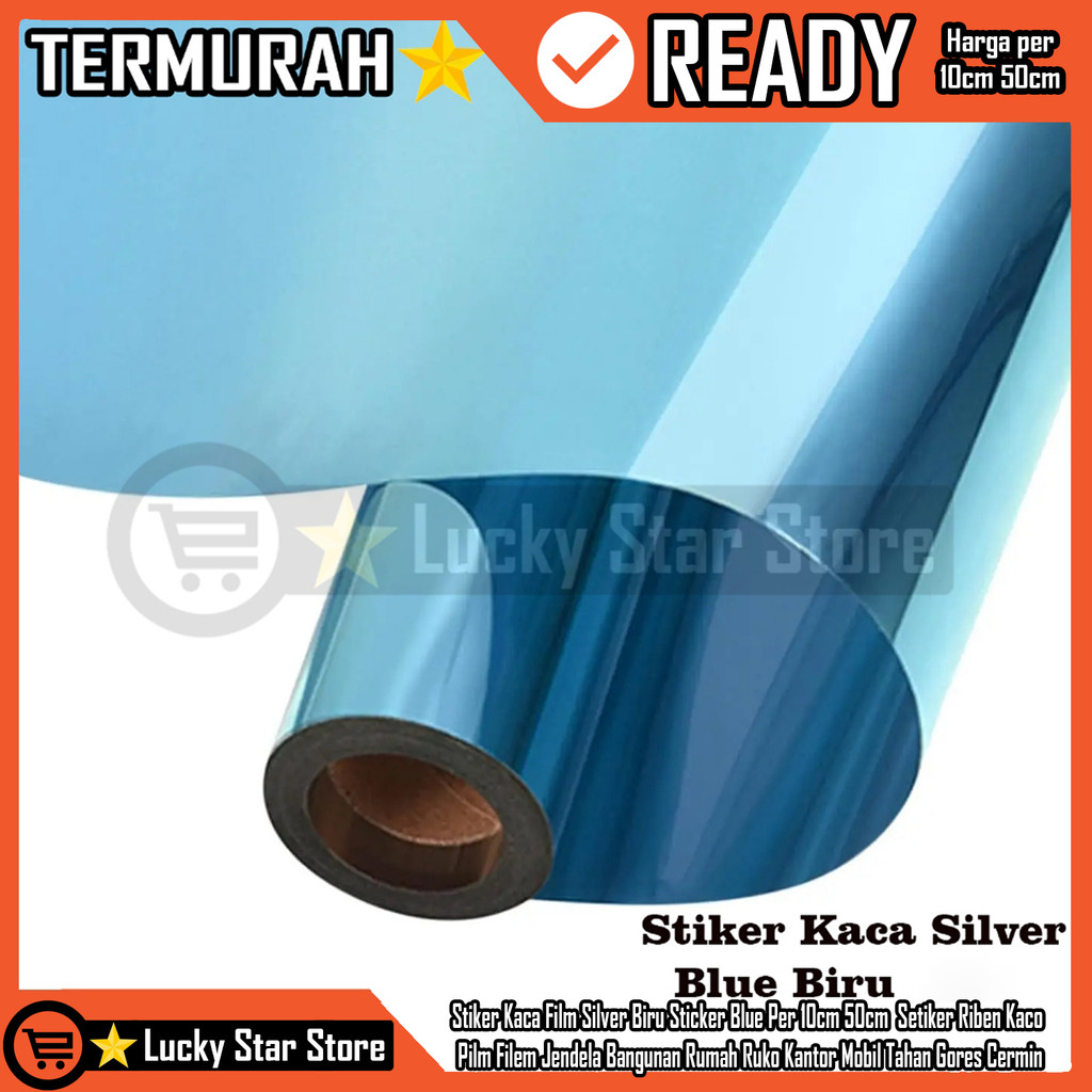 Jual Stiker Kaca Film Silver Biru Sticker Blue Per 10cm 50cm Setiker ...