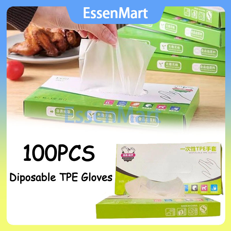 Jual 100 Pcs Sarung Tangan Plastik Food Grade TPE / Diposable TPE ...