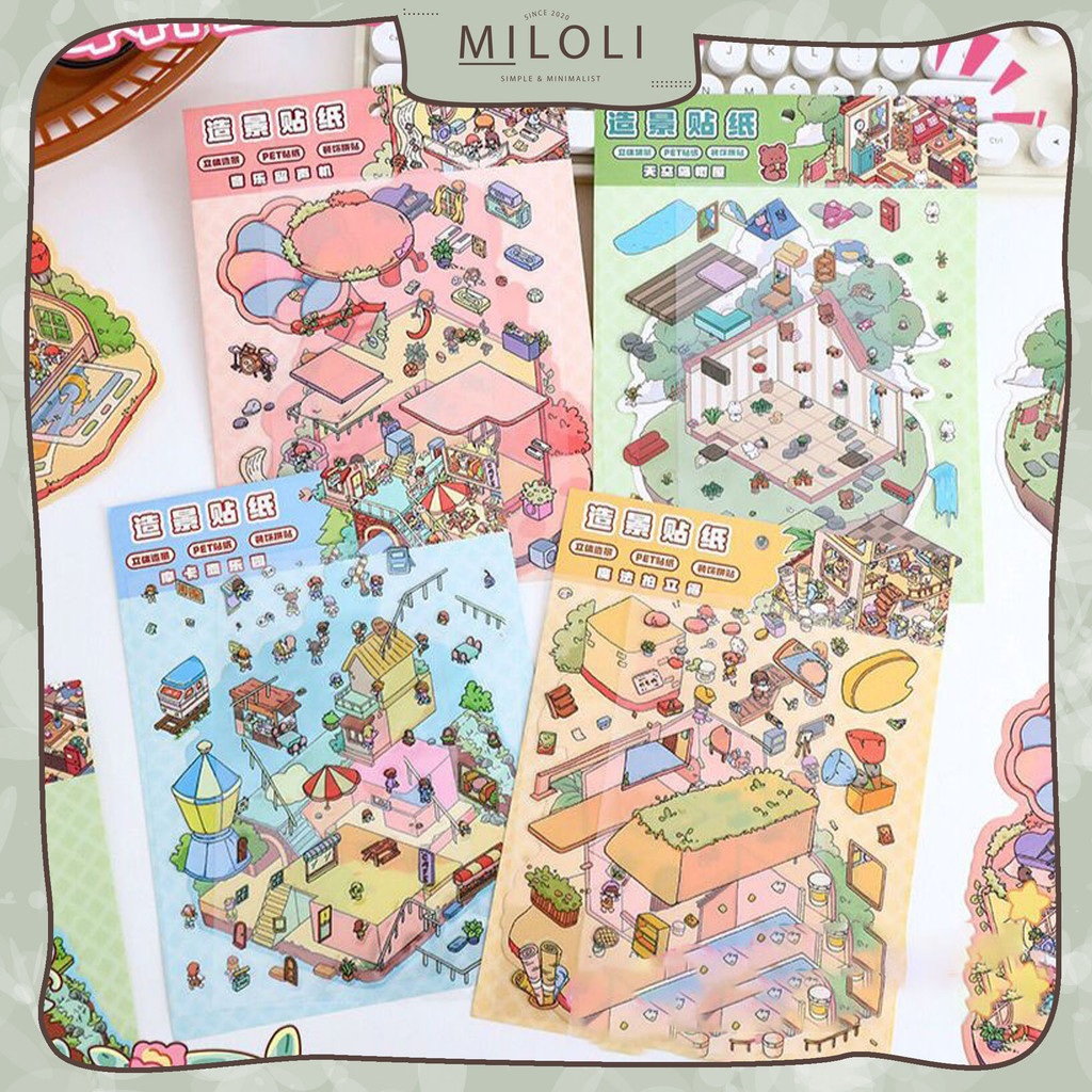 Jual [MILOLI] 3Lembar CARTOON FAIRYTALE PET Scene 3D PET Landscaping ...