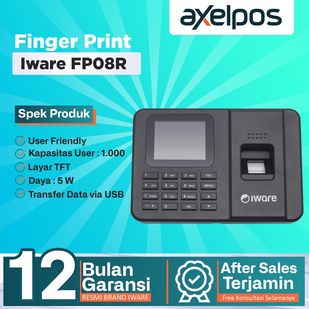 Jual Axelpos Fingerprint Iware FP-08R Mesin Absensi Karyawan | Shopee Indonesia
