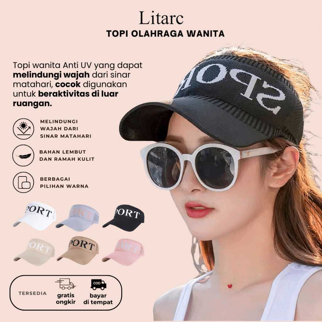 Jual LITARC Topi Olahraga Sun Hat Wanita UV Bersepeda Golf Anti-Ultraviolet UPF50+ Matahari Topi ...