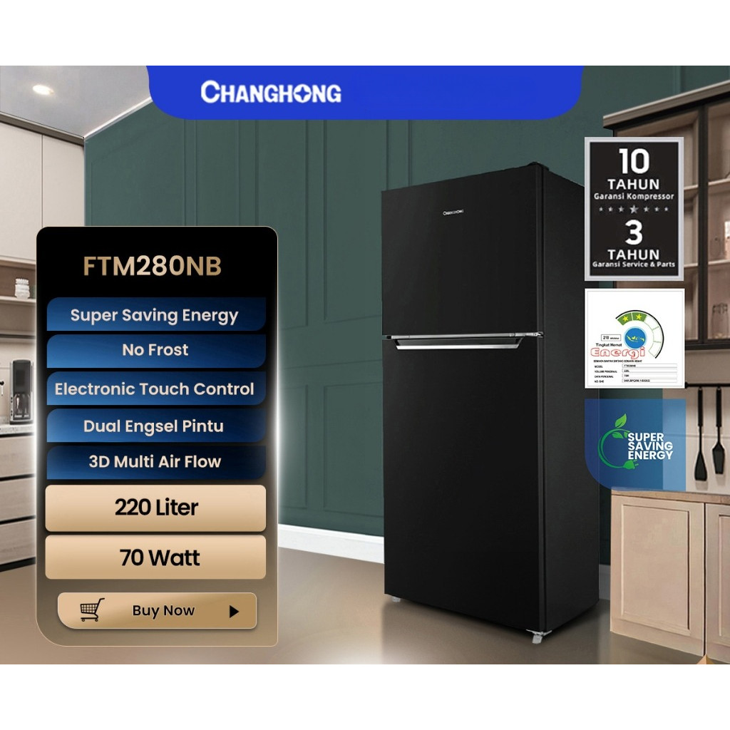 Jual KULKAS CHANGHONG 2 PINTU FTM280NB REFRIGERATOR NO FROST TANPA ...