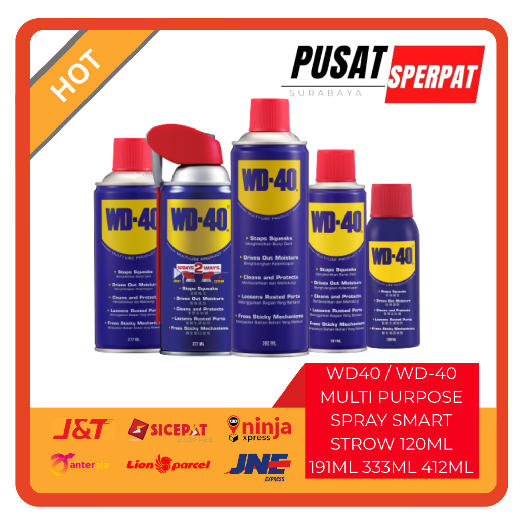 Jual WD-40 - wd40 / wd-40 multi purpose spray smart strow 120ml 191ml 333ml 412ml (harga/pcs ...