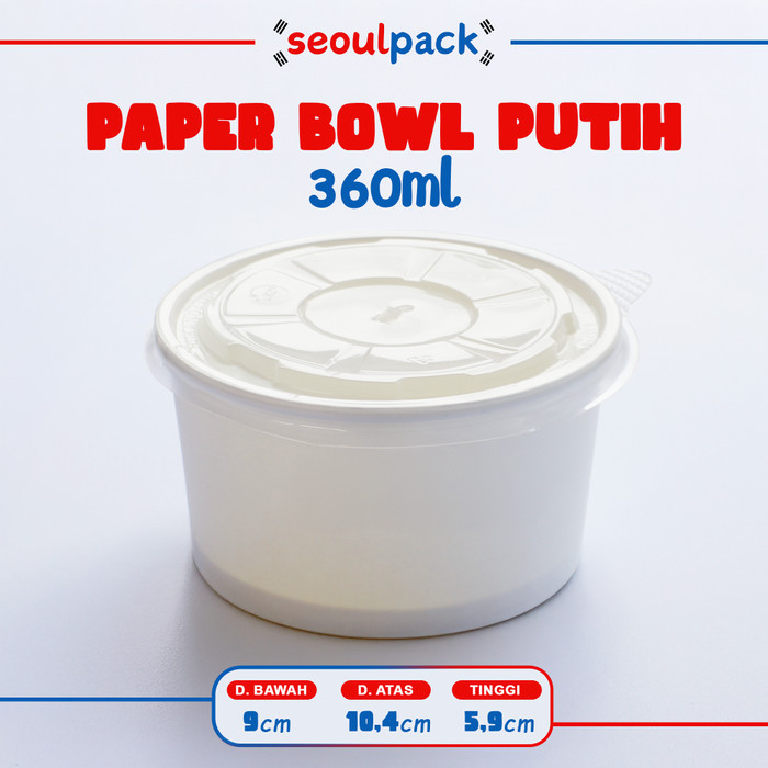 Jual Paper Bowl Putih 360ml + Tutup (25pcs) - Rice Bowl, Mangkok Kertas ...