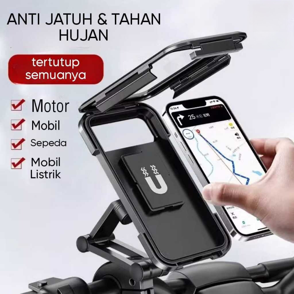 Jual Holder Phone Waterproof 360 Stand Sepeda Motor Anti Air Holder Stang Motor Anti Basah ...