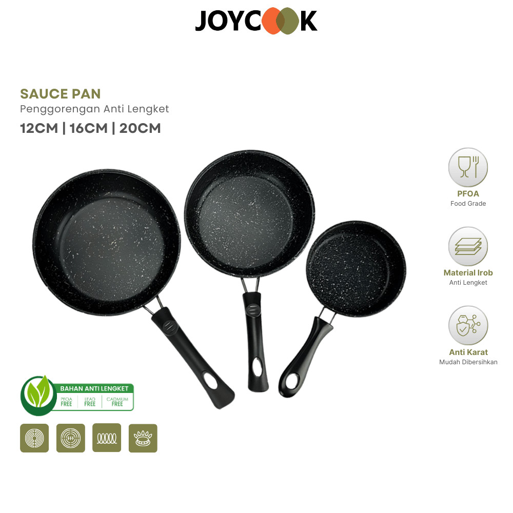 Jual JOYCOOK Sauce Pan Wajan Penggorengan Anti Lengket Warna Hitam Fry ...
