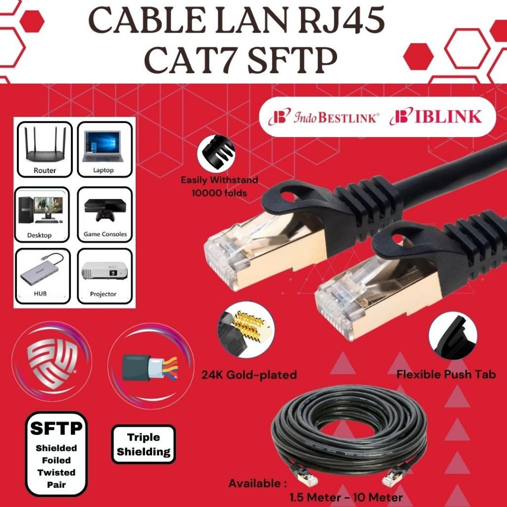 Jual KABEL LAN CAT7 SFTP 1.5 METER 3 METER / LAN CAT7 SFTF CAT7 KABEL ...