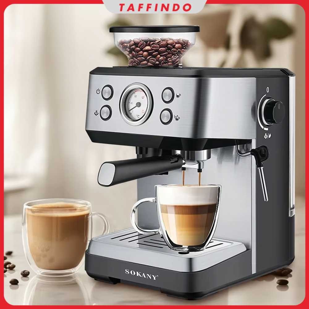 Jual Mesin Kopi Espresso Coffee Maker Frothing Grinding 20 Bar 1400W - SOKANY SK-04036 | Shopee ...