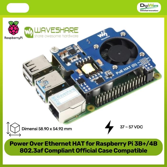 Jual Power Over Ethernet PoE HAT for Raspberry Pi 3B+ 4B | Shopee Indonesia