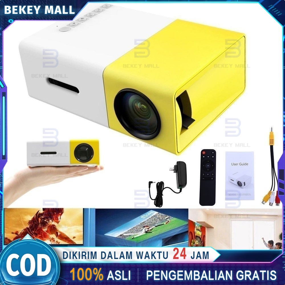 Jual BEKEY Mini Proyektor Mini Portable HP Home Theater Android YG300 ...